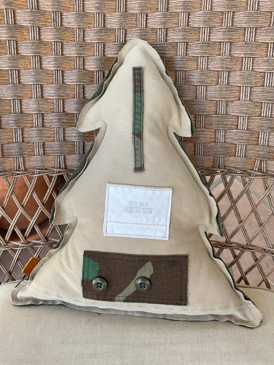 Upcycled Military Uniform Christmas Tree Throw Pillow: Handmade Chic ...