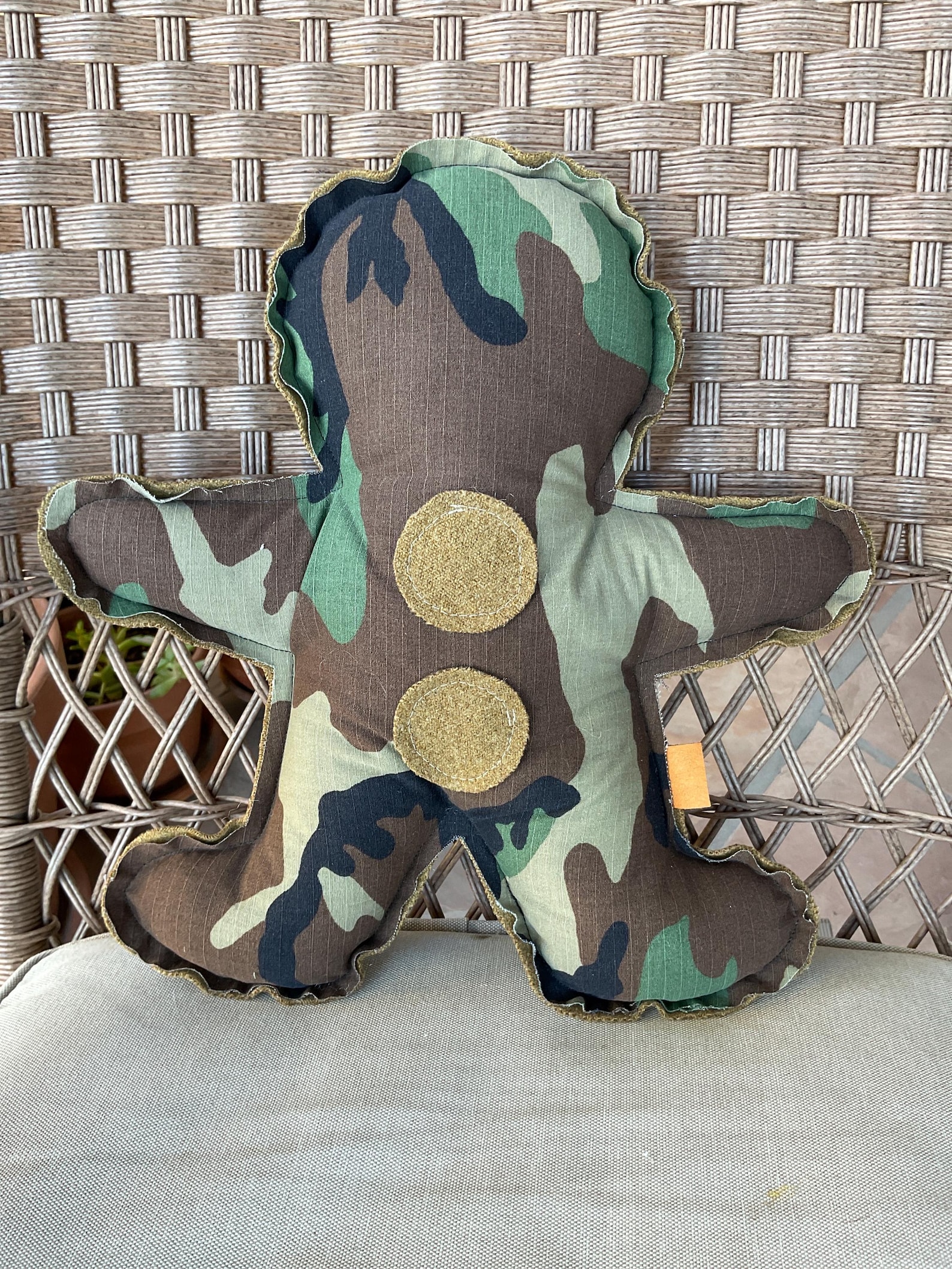 13.5 Upcycle Military Style Gingerbread Man Accent Pillow Handmade ...