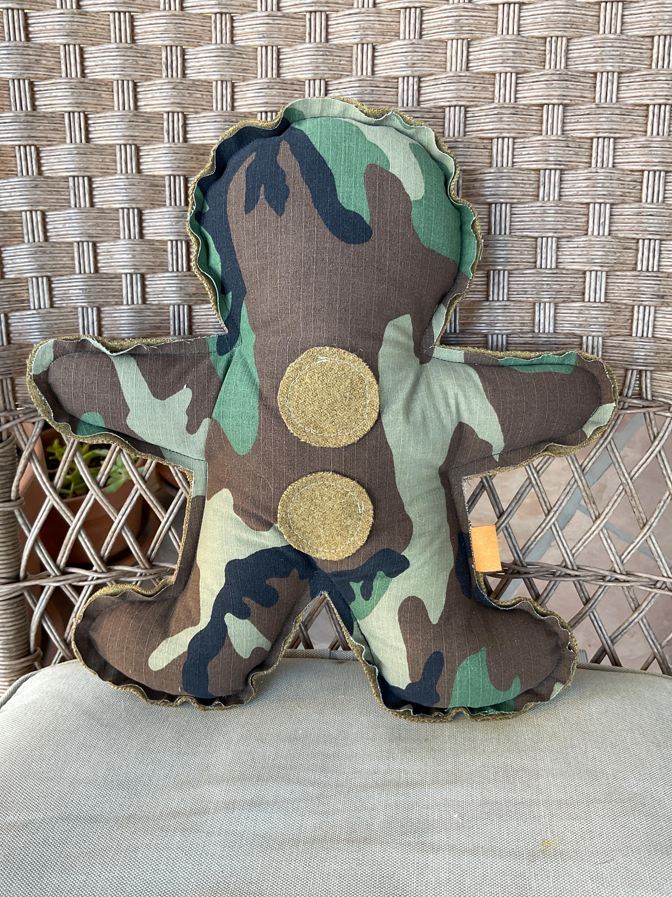 13.5 Upcycle Military Style Gingerbread Man Accent Pillow Handmade ...