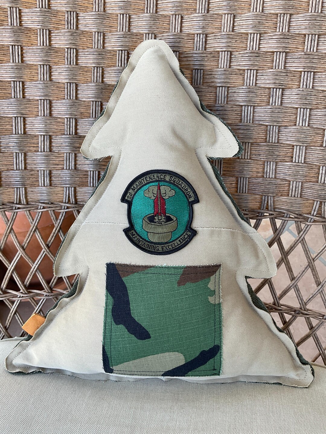 Upcycled Military Uniform Christmas Tree Pillow: Handmade Home Decor ...