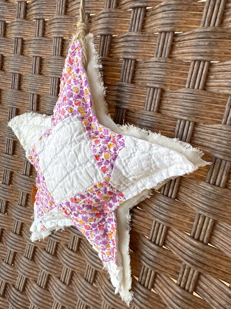 Quilted Star Ornament: Vintage Cutter Quilt, Rustic Flair (7") Handmade ...