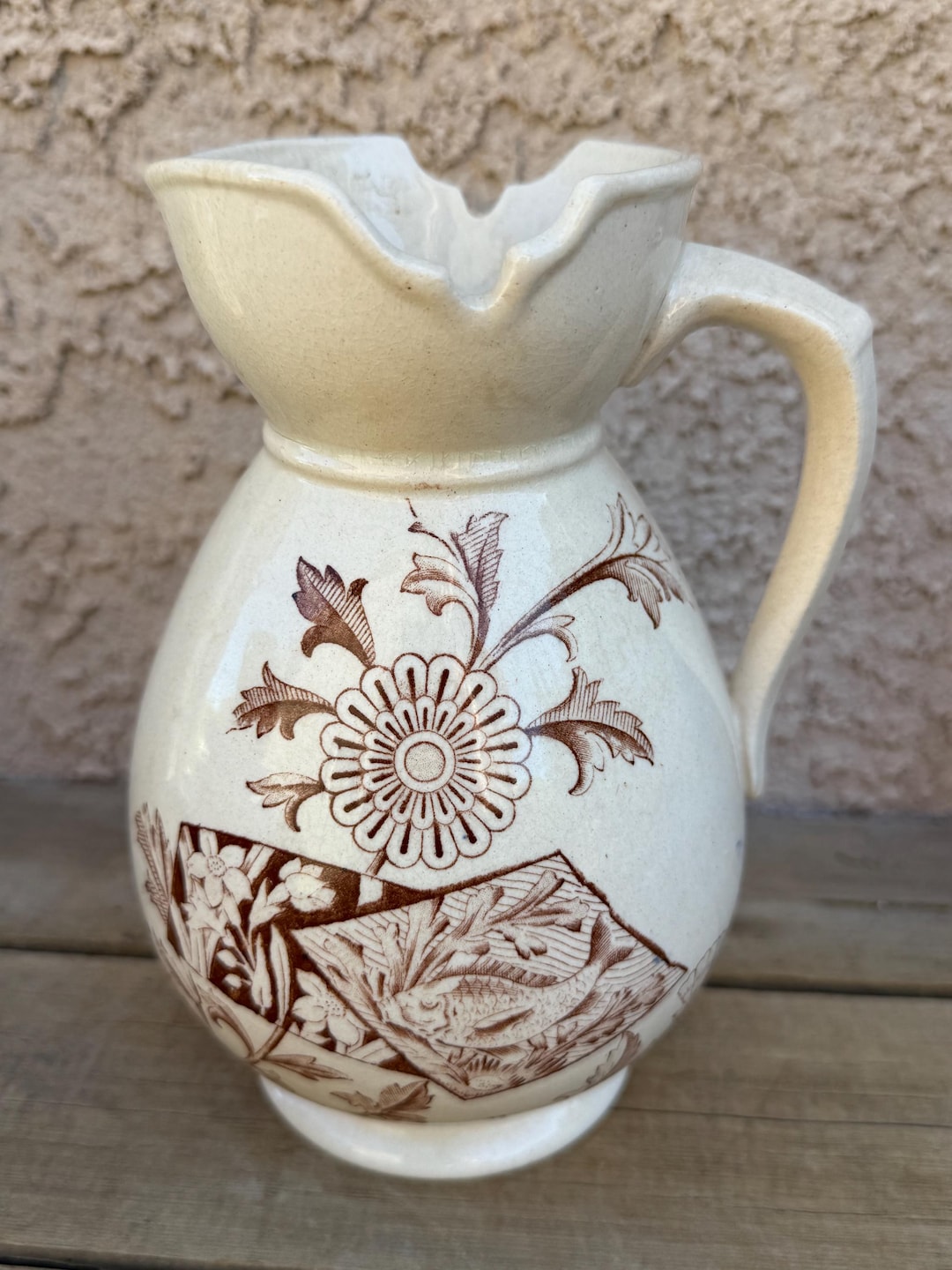 Antique Brown Transferware Pitcher ~ Handpicked ~ Aesthetic Movement ...