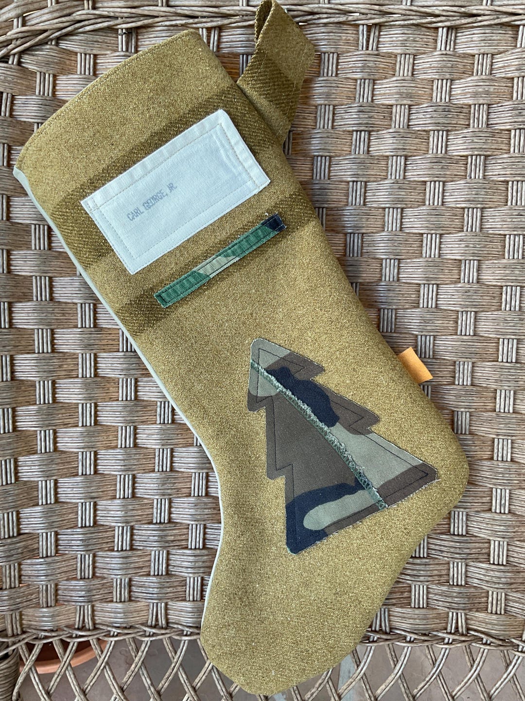 Upcycled Military Uniform Christmas Stocking: Handmade Quilted Vintage ...