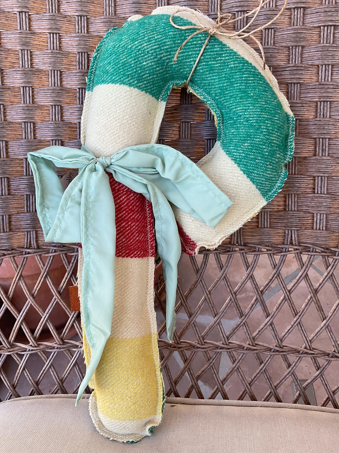 16.5" Candy Cane Pillow Peg Hanger ~ Upcycle Hudson Bay Vintage Wool ...