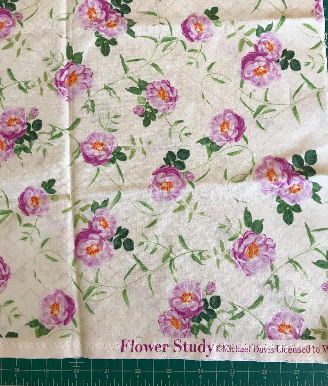 28” Remnant Piece of Fabric, Flower Study by Michael Davis Lavender ...