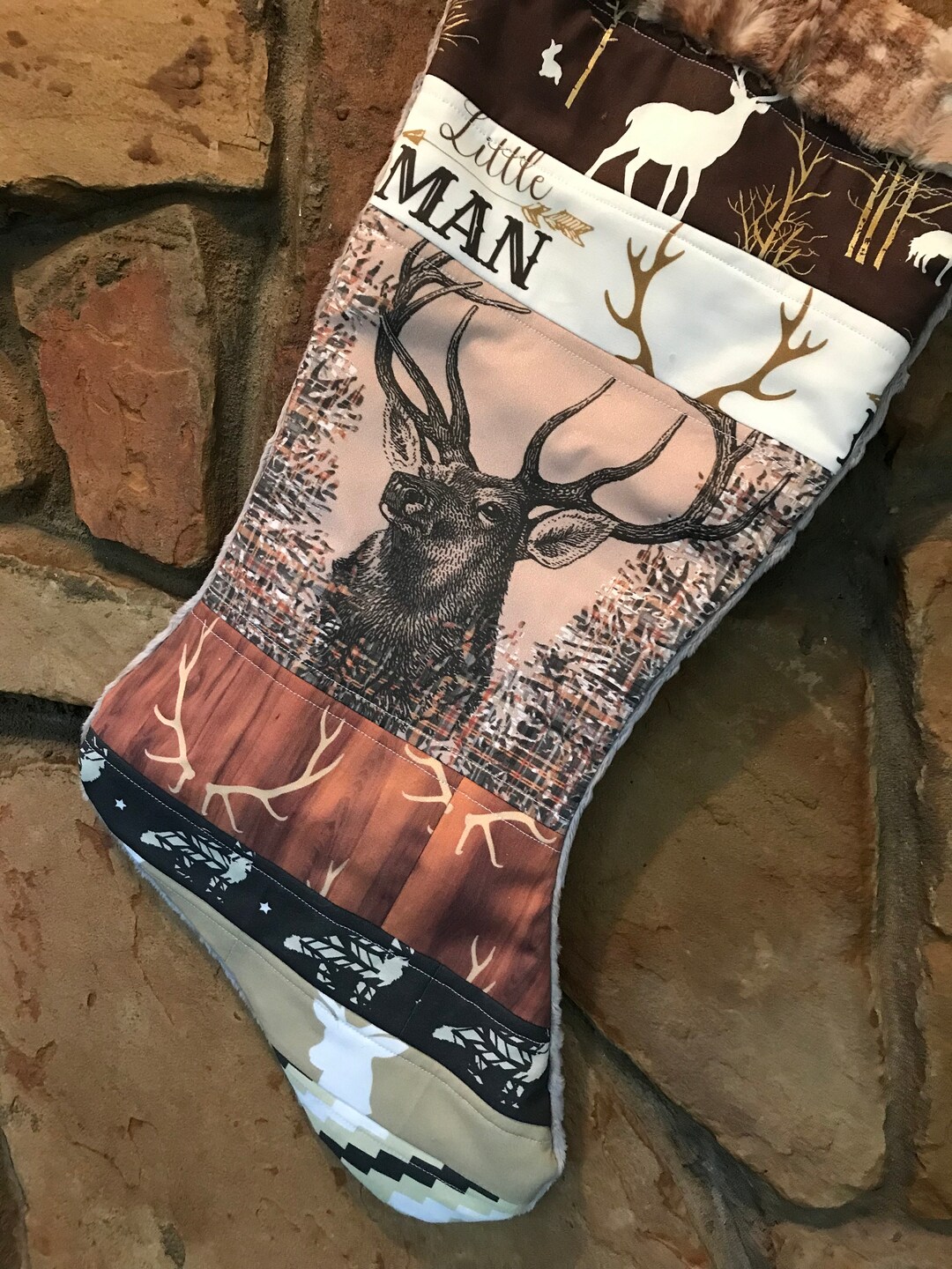 Christmas Stocking Deer Woodland Hunting Cottagedome Hunter - Etsy