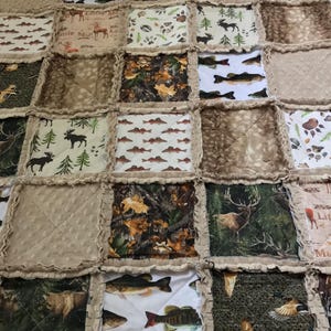 Woodland Crib Rag Quilt: Hunting Fishing Theme, Hunter Green - Etsy