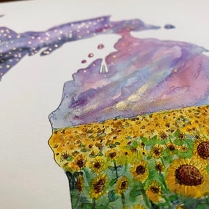 Michigan Art Print Fall Autumn Sunflowers Flower Sunset - Etsy