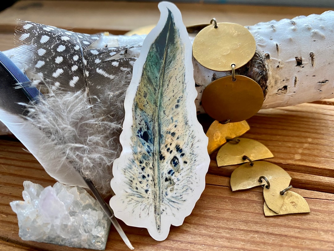 Bird Feather Outline Colorful Watercolor Waterproof Sticker Decal ...