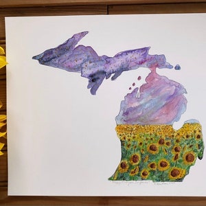 Michigan Art Print Fall Autumn Sunflowers Flower Sunset - Etsy