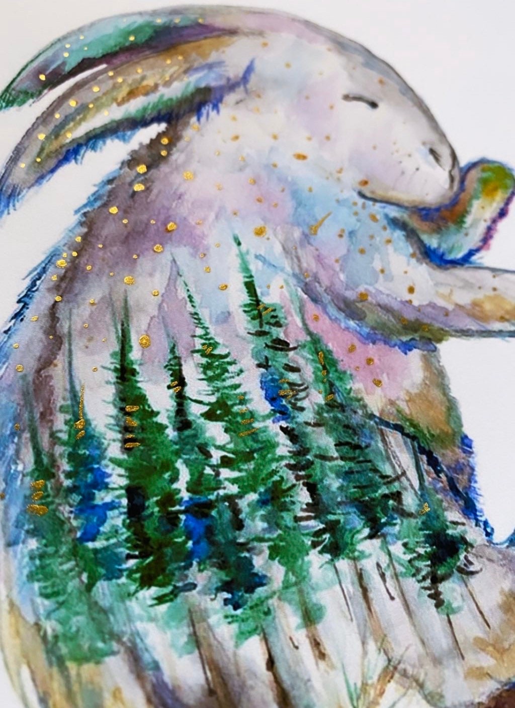 Original Fine Art Print Watercolor Painting Rabbit Bunny | Etsy