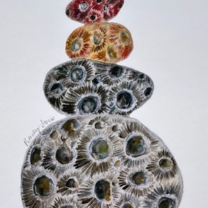 Michigan Rocks Fine Art Illustration Print Petoskey Stone Colorful ...