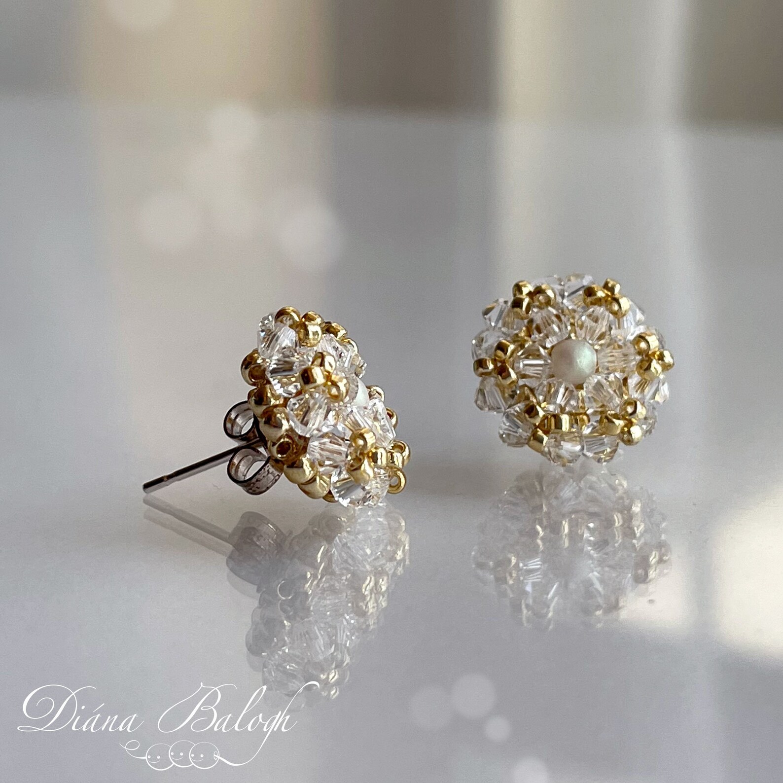 Beading Tutorial Lady Di Bicone Crystal Earrings, Small Beaded Earrings ...