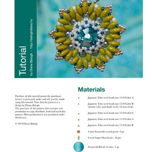 Oasis Pendant Beading Pattern, Swarovski Rivoli and Super Duo Bead Pendant Beading Tutorial, PDF ...