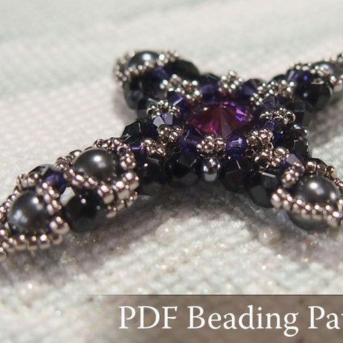 Beading Tutorial Crystal Cross Pendant Beadwork Pattern With - Etsy