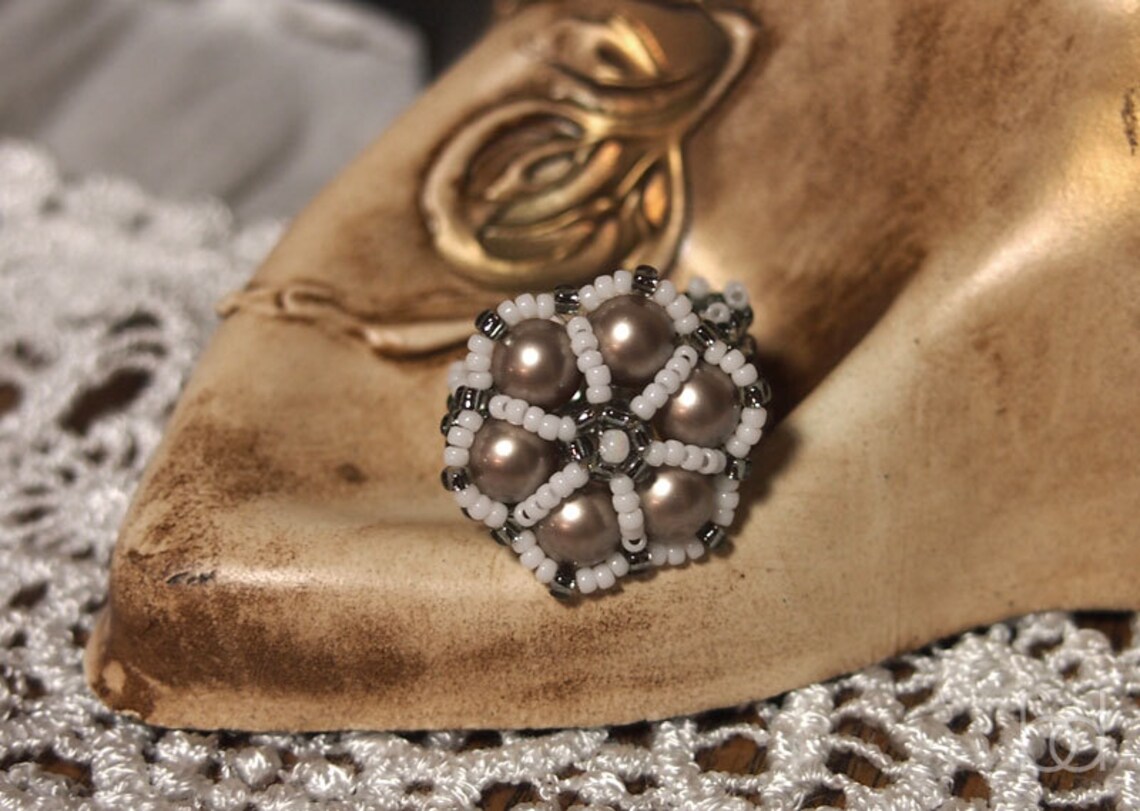 Easy Beaded Ring Pattern Sibyl Ring Tutorial Step by Step | Etsy