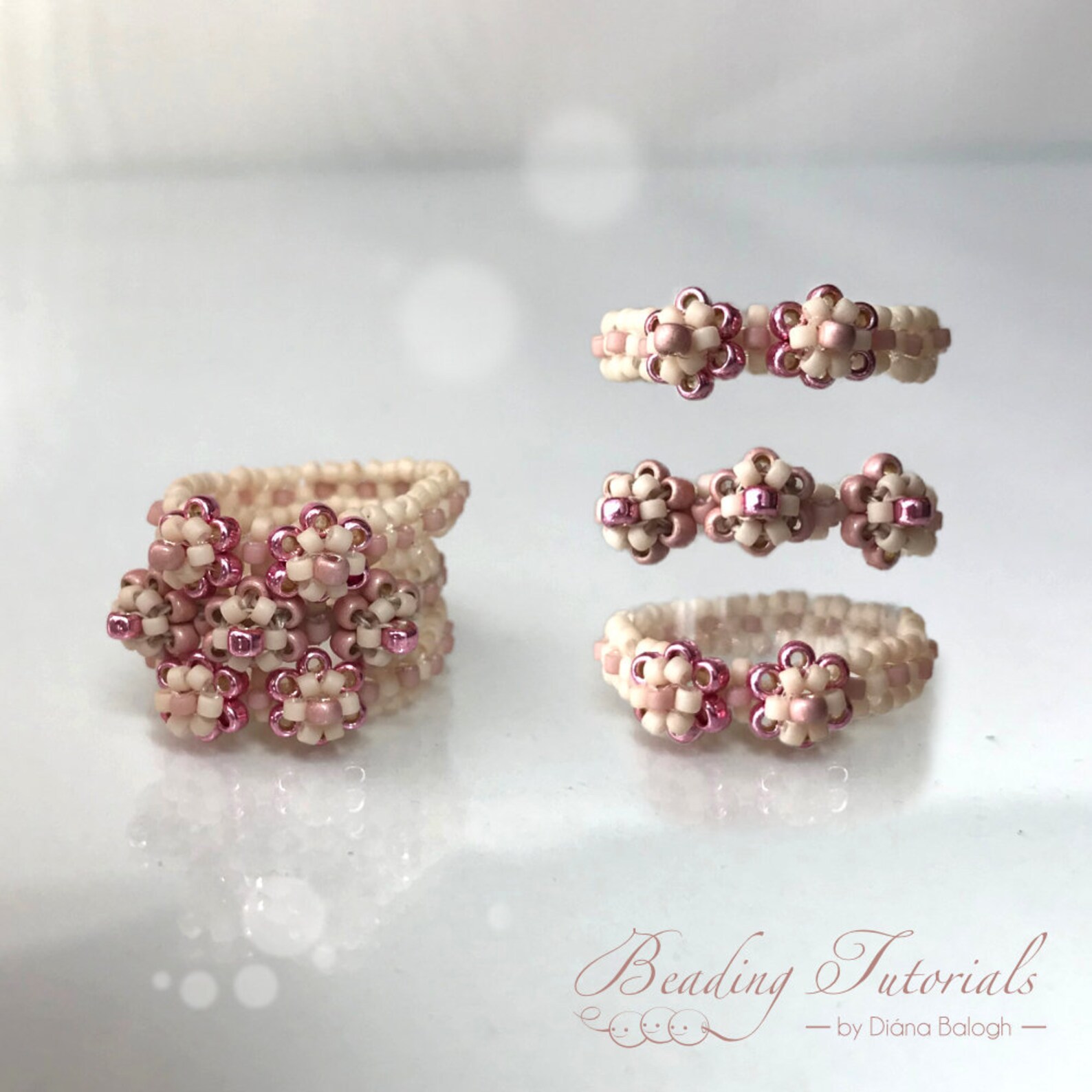 Tiny Flower Ring Beading Tutorials and Patterns Stacking - Etsy