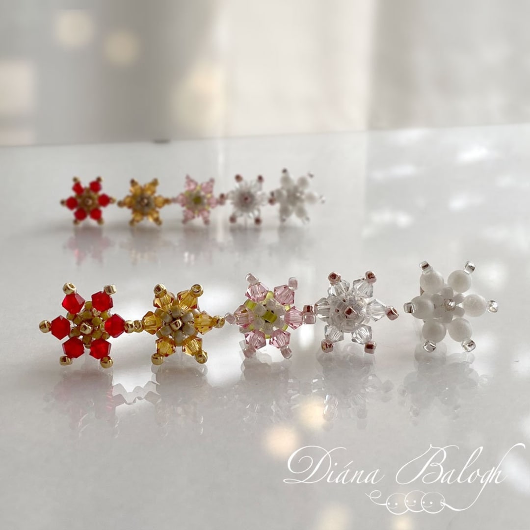 Beading Tutorial and Pattern Flower Earrings, Bicone Crystal Beading ...