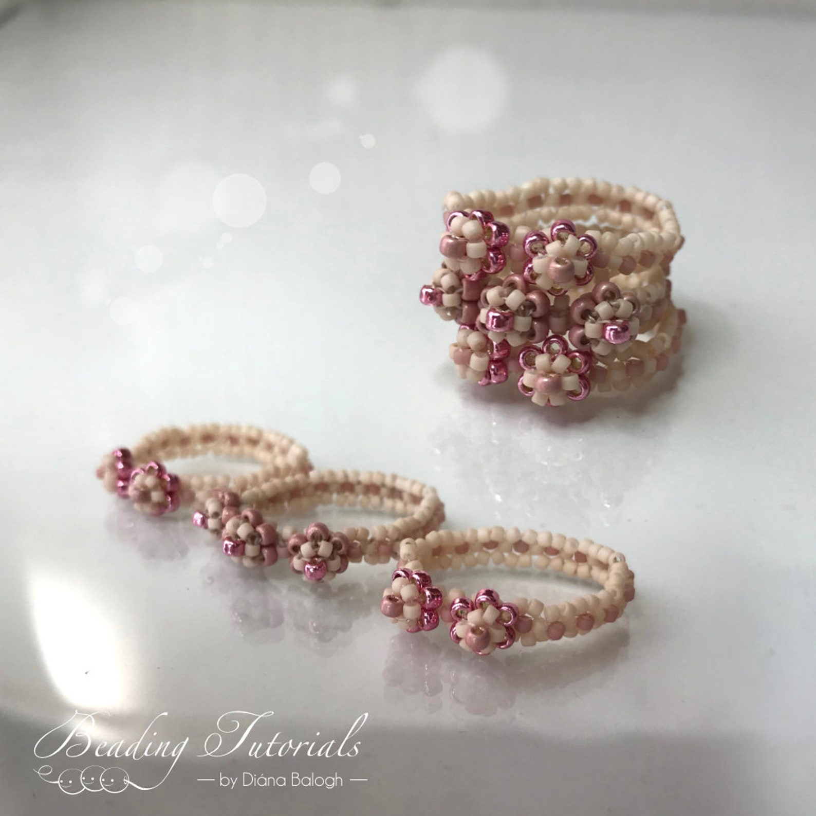 Tiny Flower Ring Beading Tutorials and Patterns Stacking - Etsy