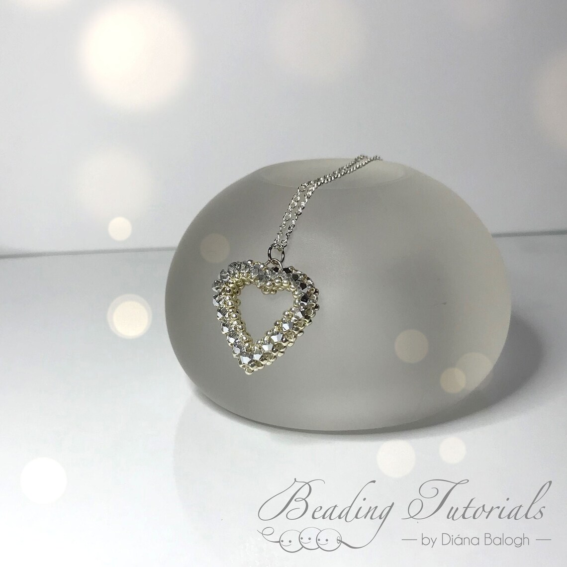 Beading Tutorial Heart Pendant With Swarovski Crystals, Pdf, Beading ...