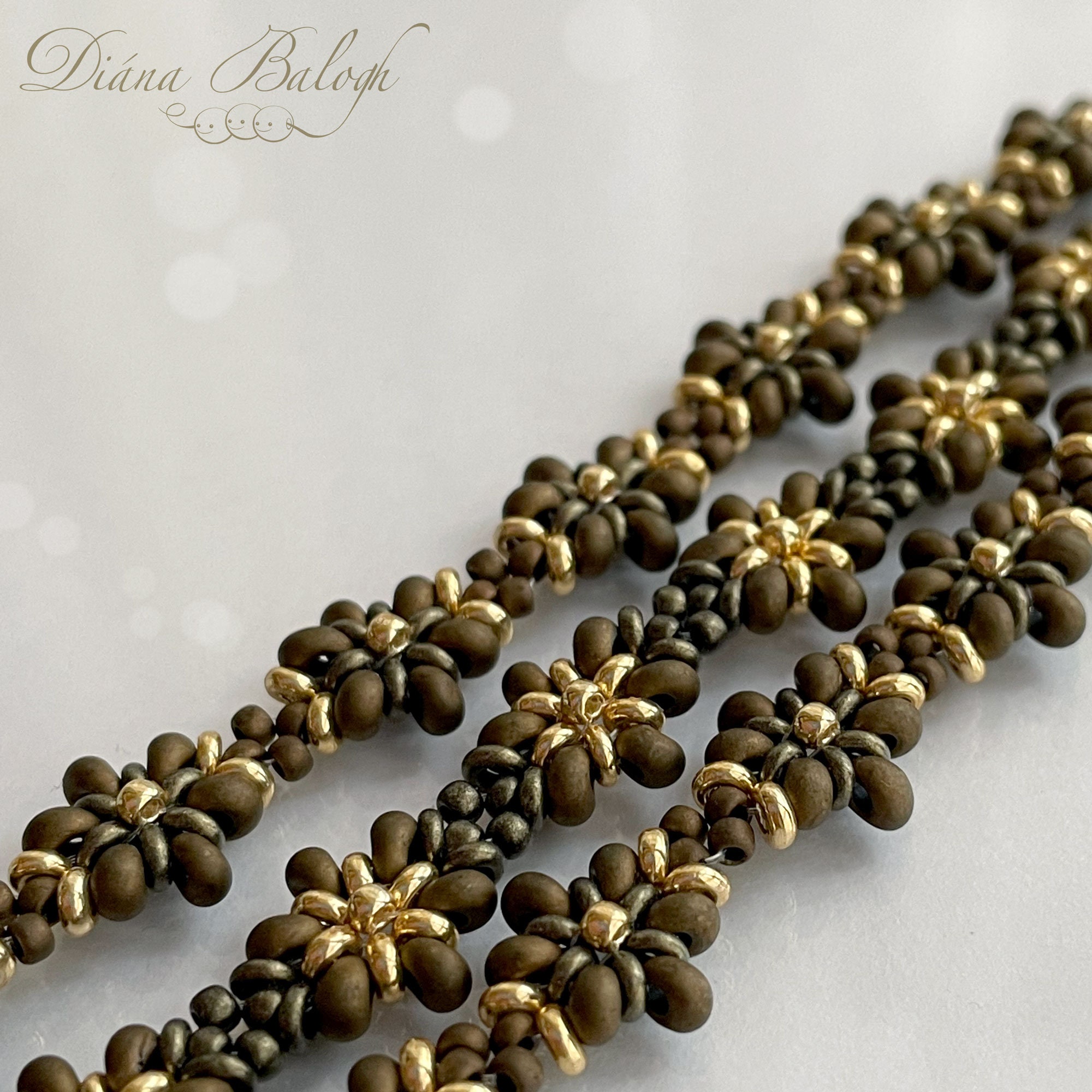 Beading Tutorial Flower Drops Chain, Beaded Chain Pattern, Beading ...