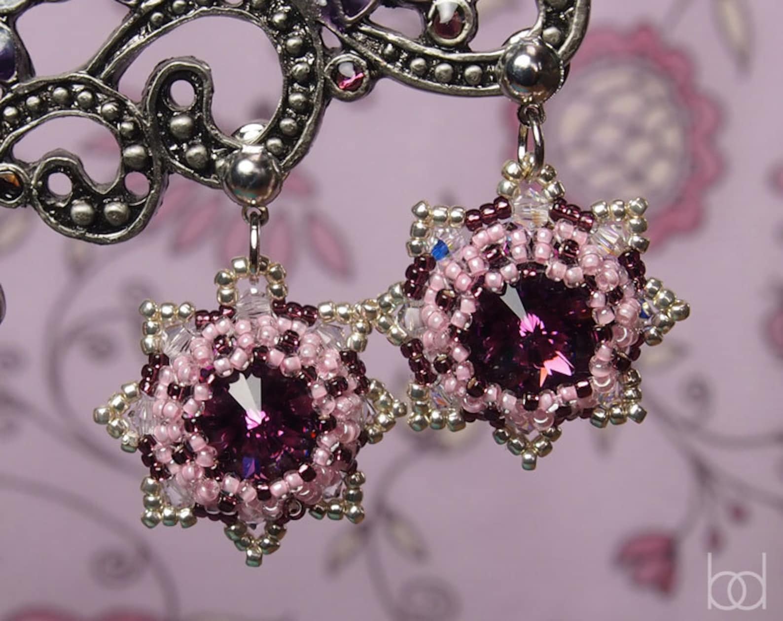 Beading Pattern Squill Earrings Swarovski Round Stone - Etsy