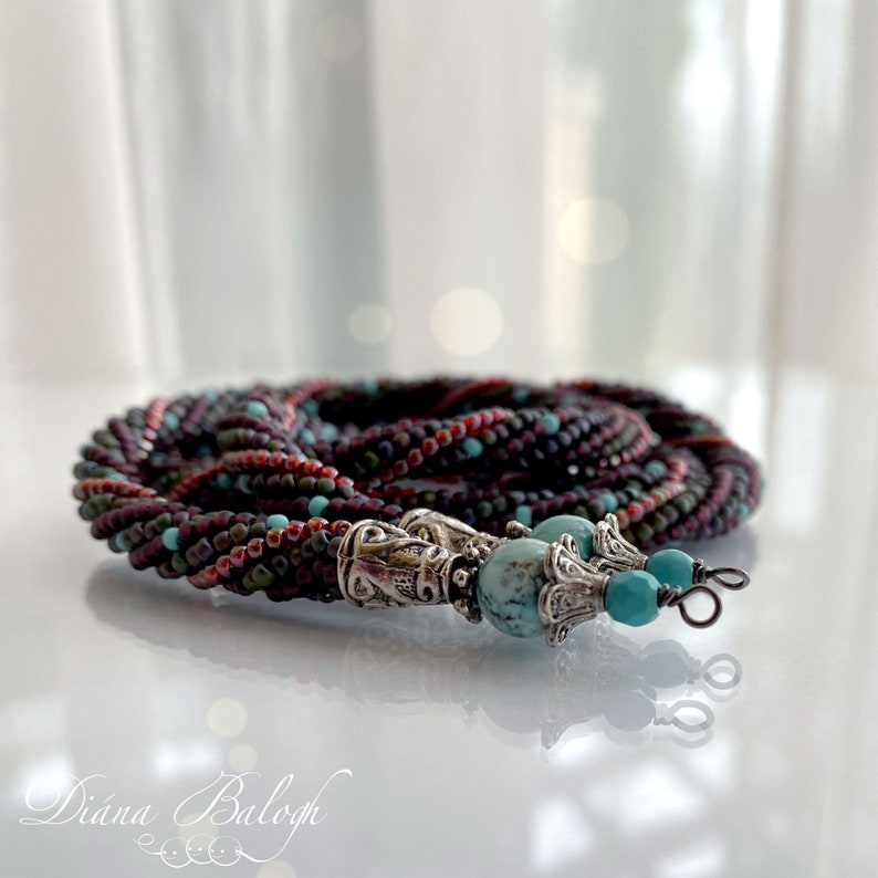 Beading Tutorial Herringbone Rope Necklace Beading Pattern | Etsy