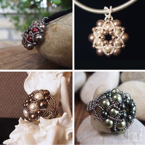 Beading Tutorial Dorothy Pendant and Ring, Beadwork PDF Pattern With Swarovski Crystal Pearls ...