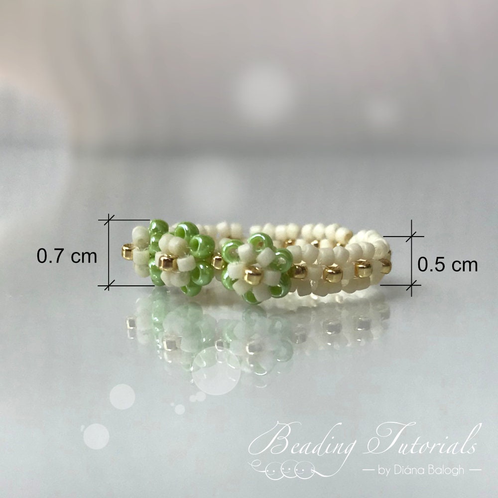 Tiny Flower Ring Beading Tutorials and Patterns Stacking - Etsy