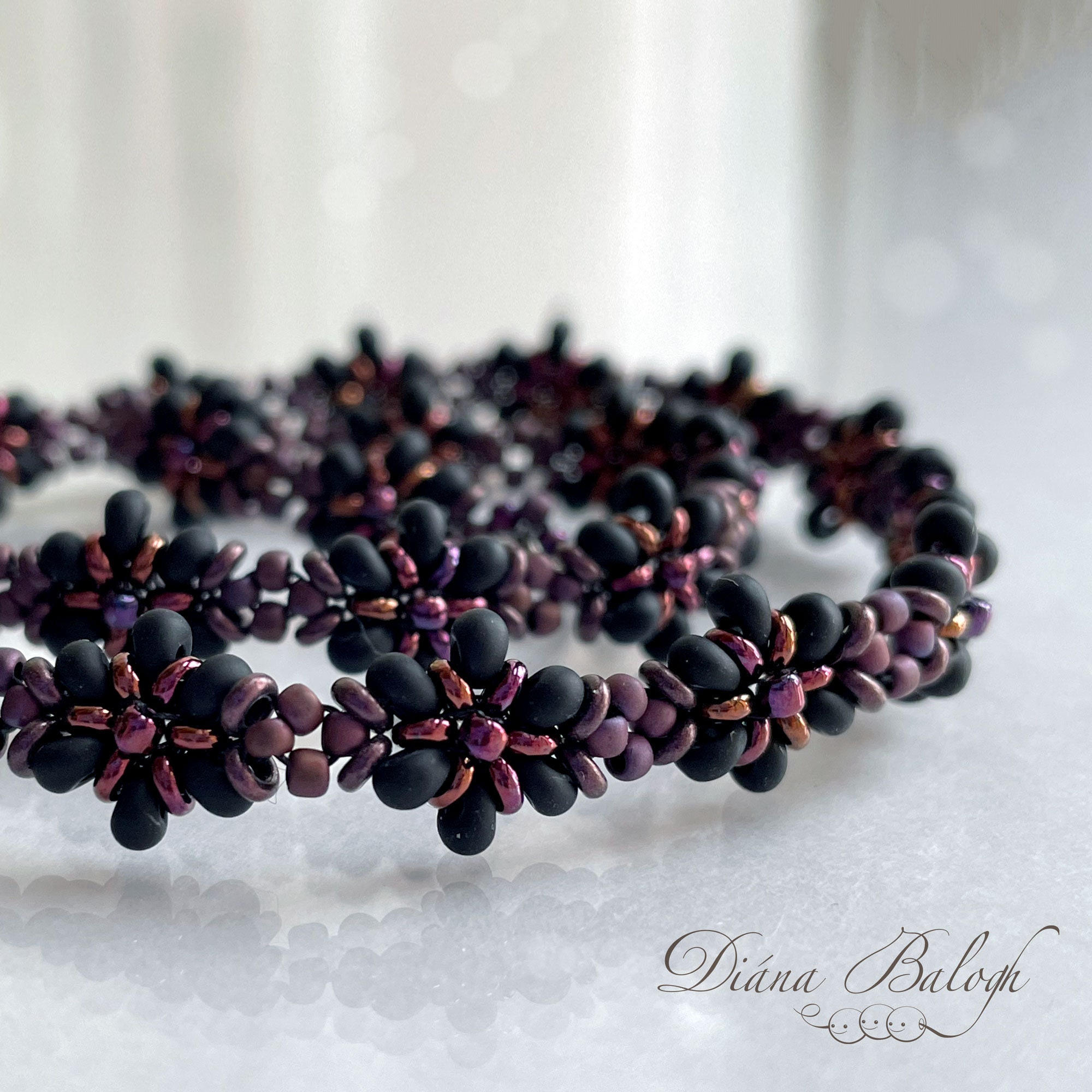 Beading Tutorial Flower Drops Chain, Beaded Chain Pattern, Beading ...