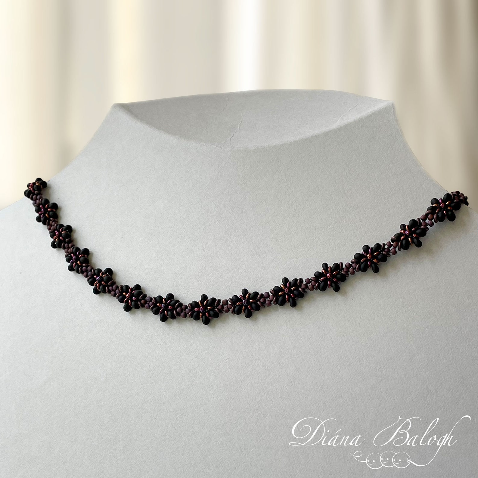 Beading Tutorial Flower Drops Chain, Beaded Chain Pattern, Beading ...