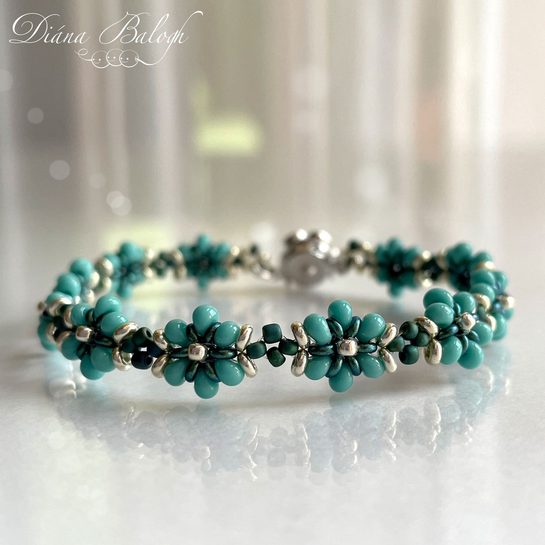 Beading Tutorial Flower Drops Chain, Beaded Chain Pattern, Beading ...