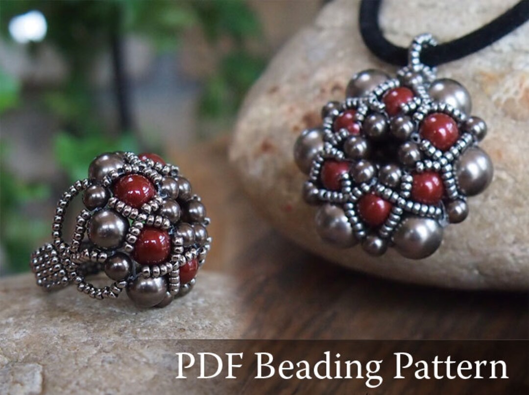 Beading Tutorial Dorothy Pendant and Ring, Beadwork PDF Pattern With Swarovski Crystal Pearls ...