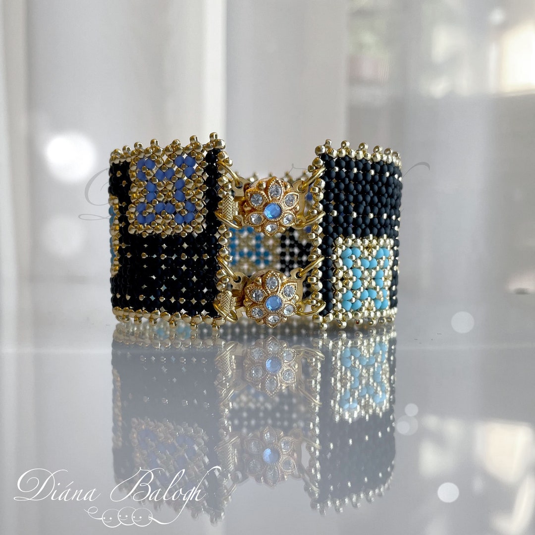 Beading Pattern and Tutorial Patchwork Flat Chenille Stitch® Bracelet ...