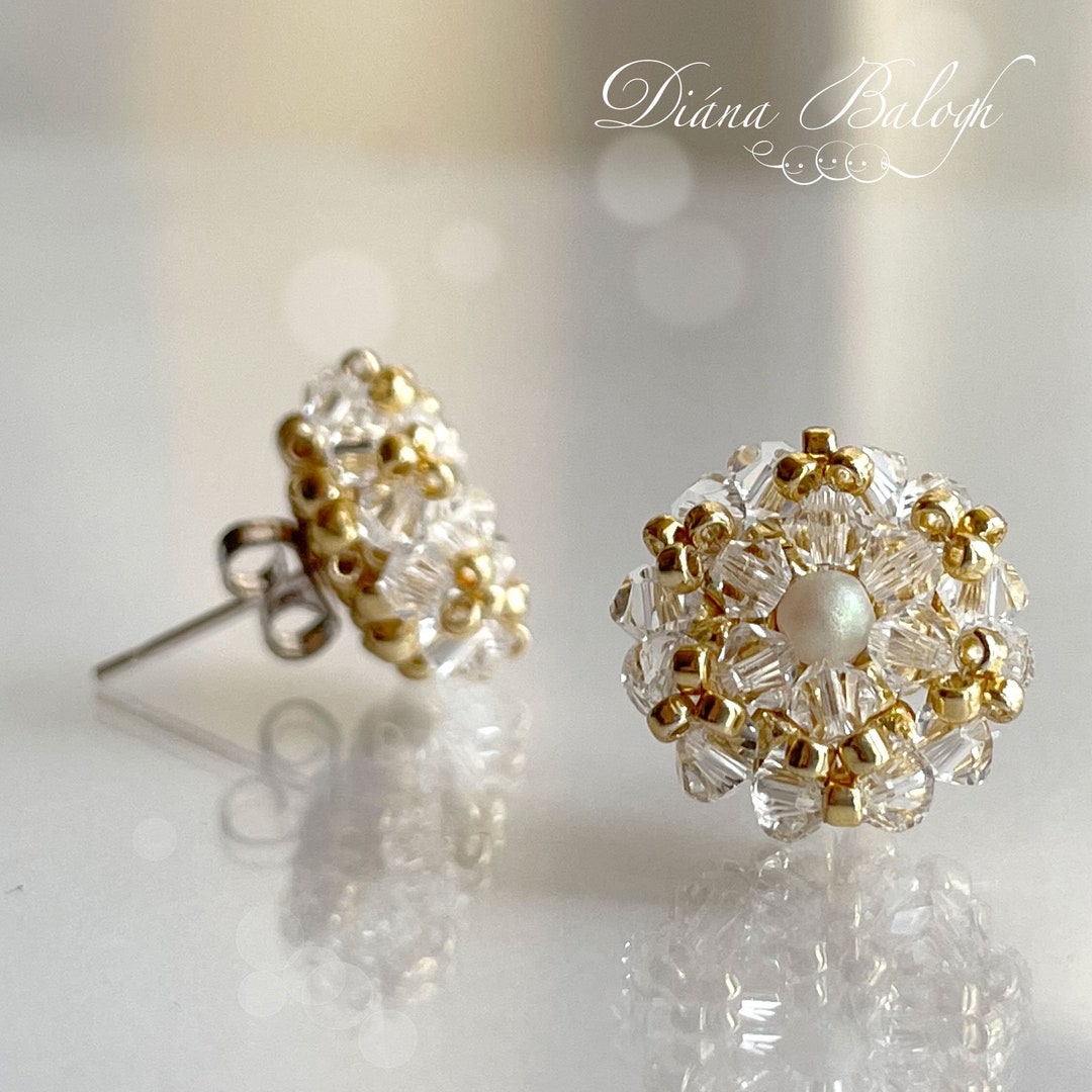 Beading Tutorial Lady Di Bicone Crystal Earrings, Small Beaded Earrings ...