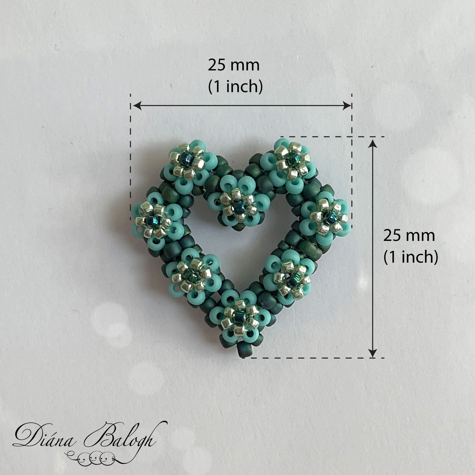 Flower Heart Pendant Beading Pattern and Tutorial, Beaded Daisy Heart ...
