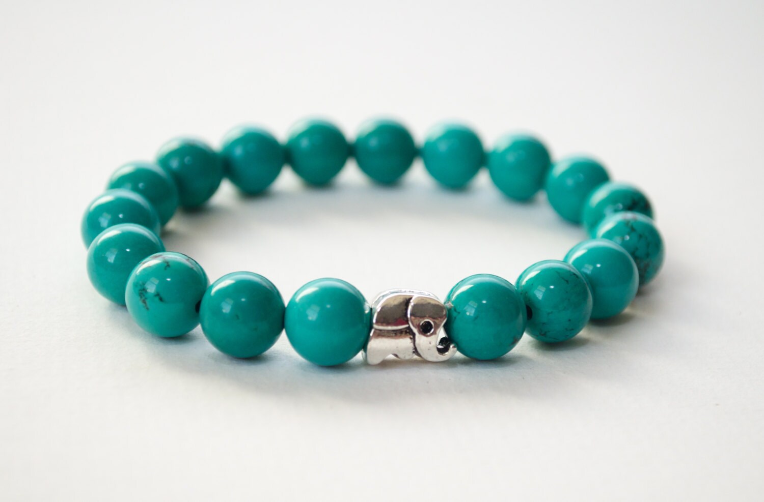 Turquoise Bracelet, Silver Elephant Bracelet, Gemstone Bracelet ...