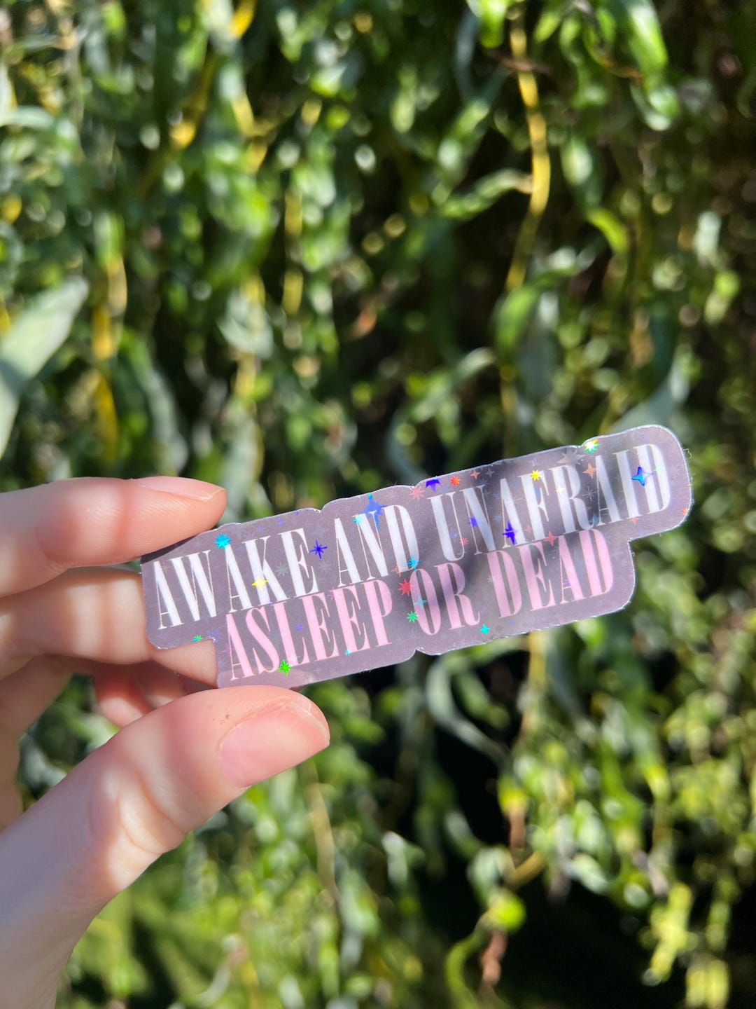 Holographic Awake and Unafraid Black and Pink Sticker - Etsy