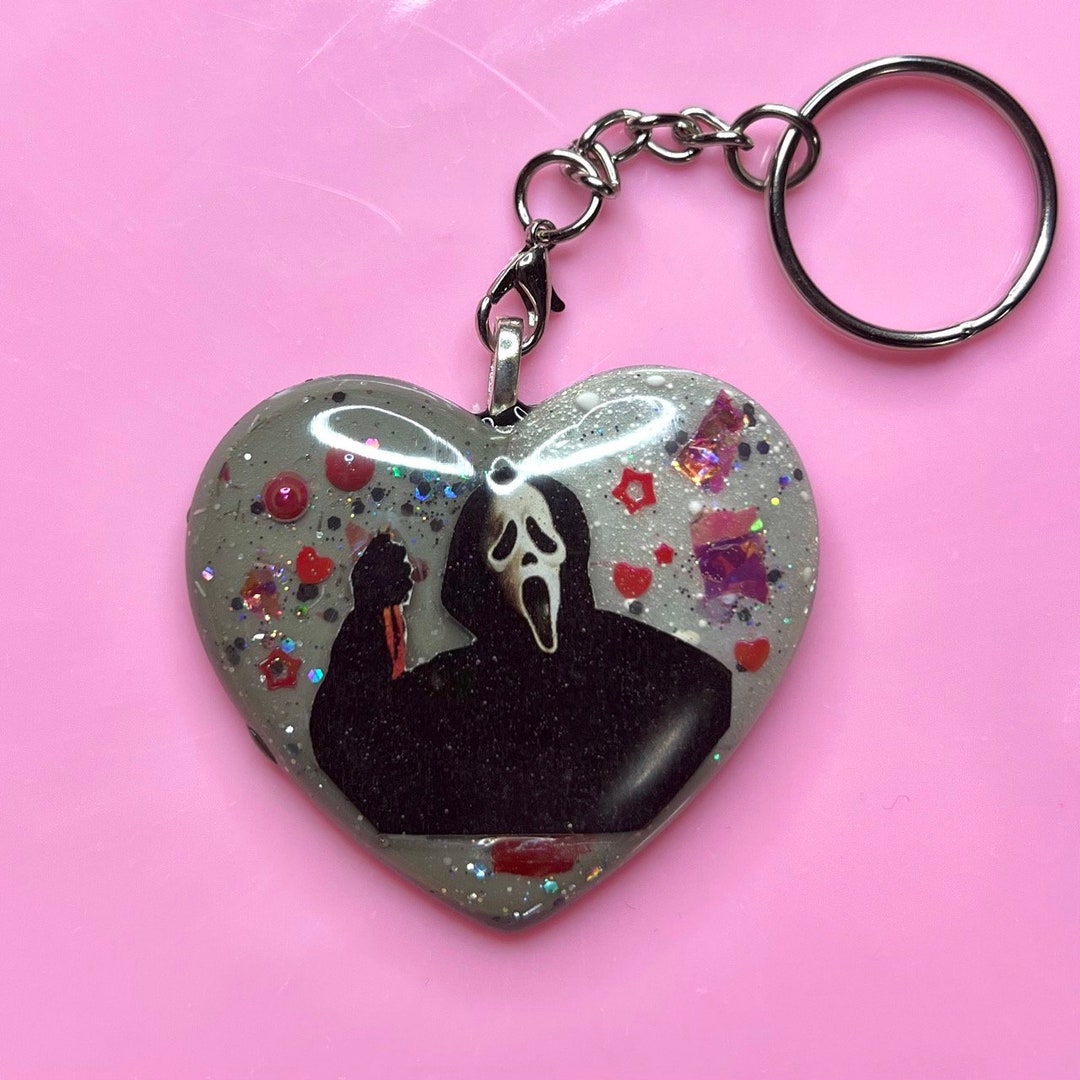 Scream Ghostface Inspired Resin Heart Keychain - Etsy