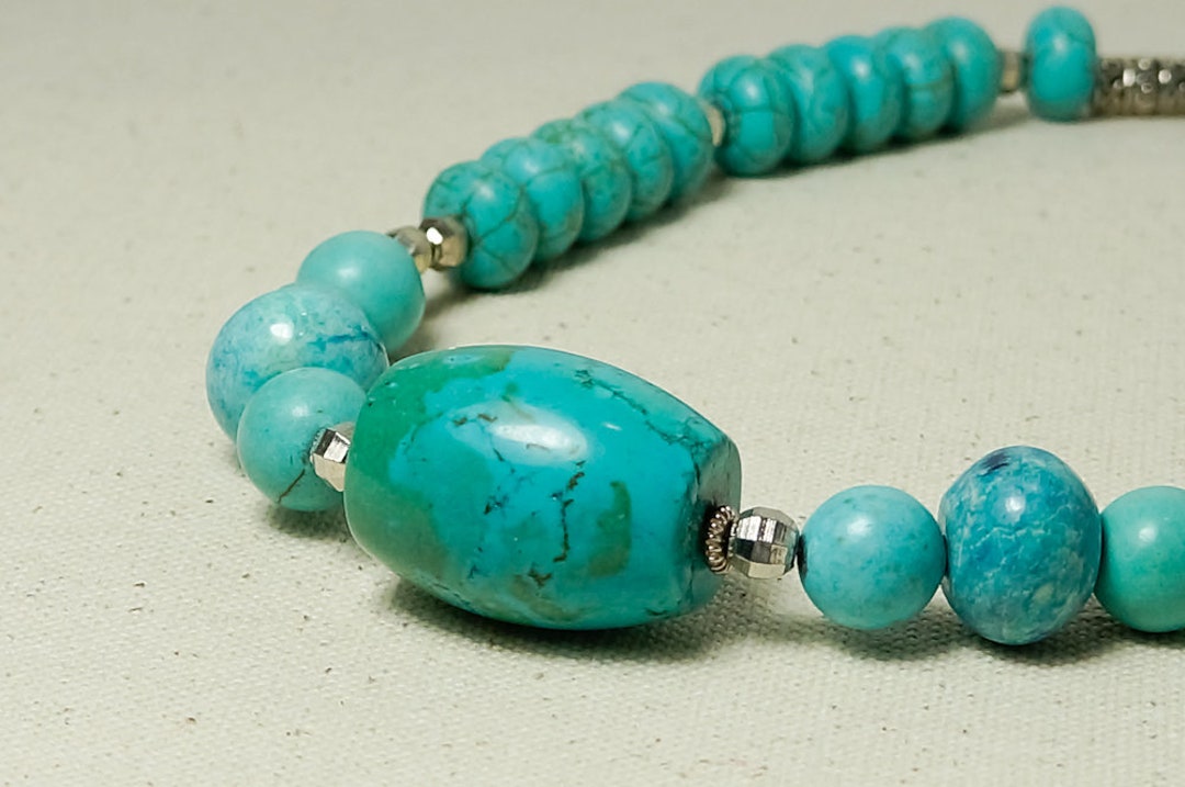 Bold Turquoise Blue Jewelry Set Big Statement Necklace Blue Unique ...