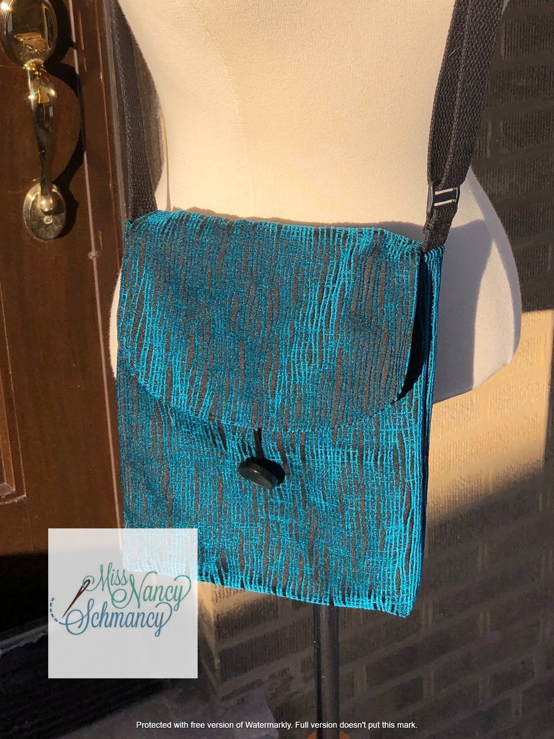 Turquoise Purse, Velvet Purse, Adjustable Strap Purse, Turquoise Cross ...