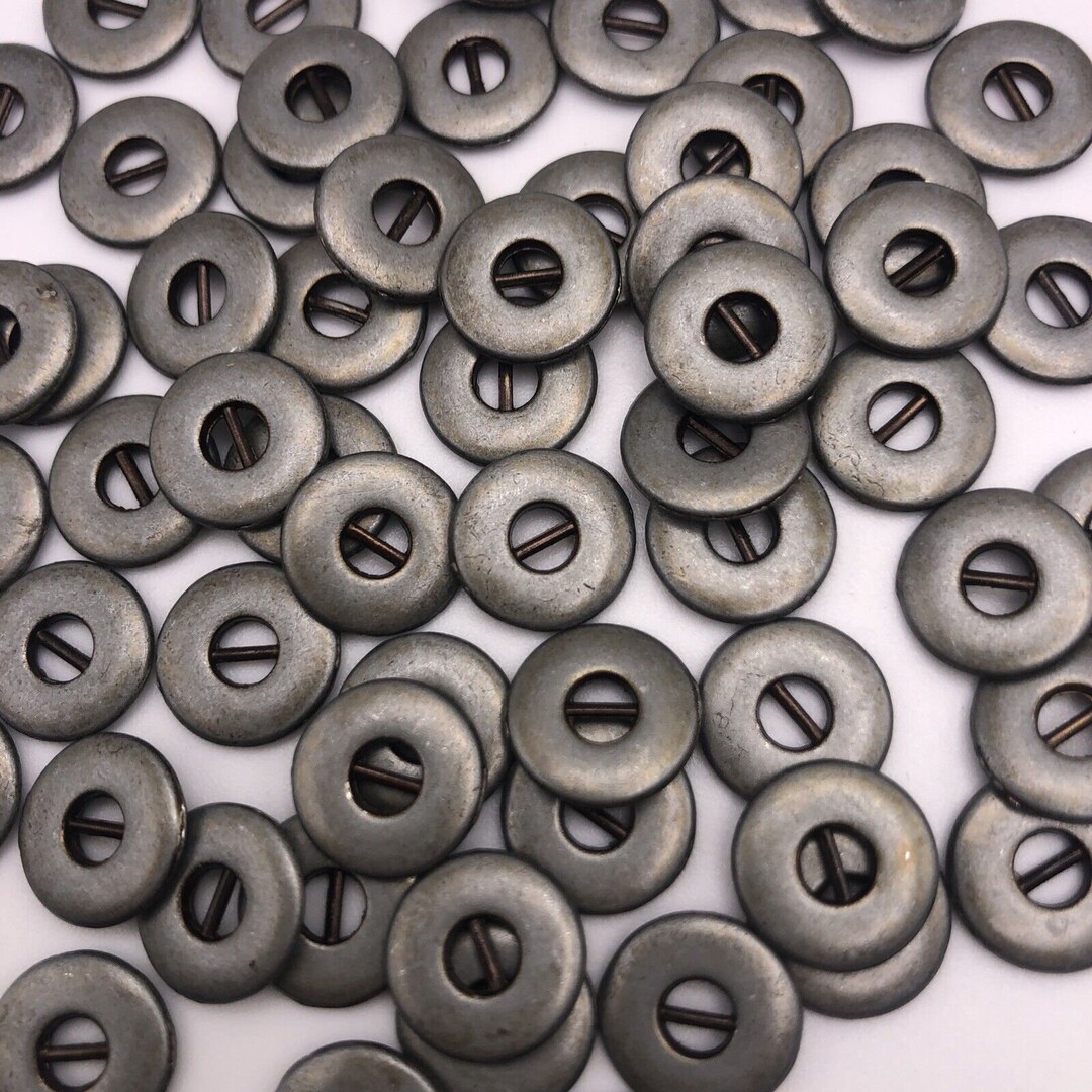 Vintage Nickel 2-hole Metal & Wire Buttons Steampunk 11mm Lot of 10 or ...