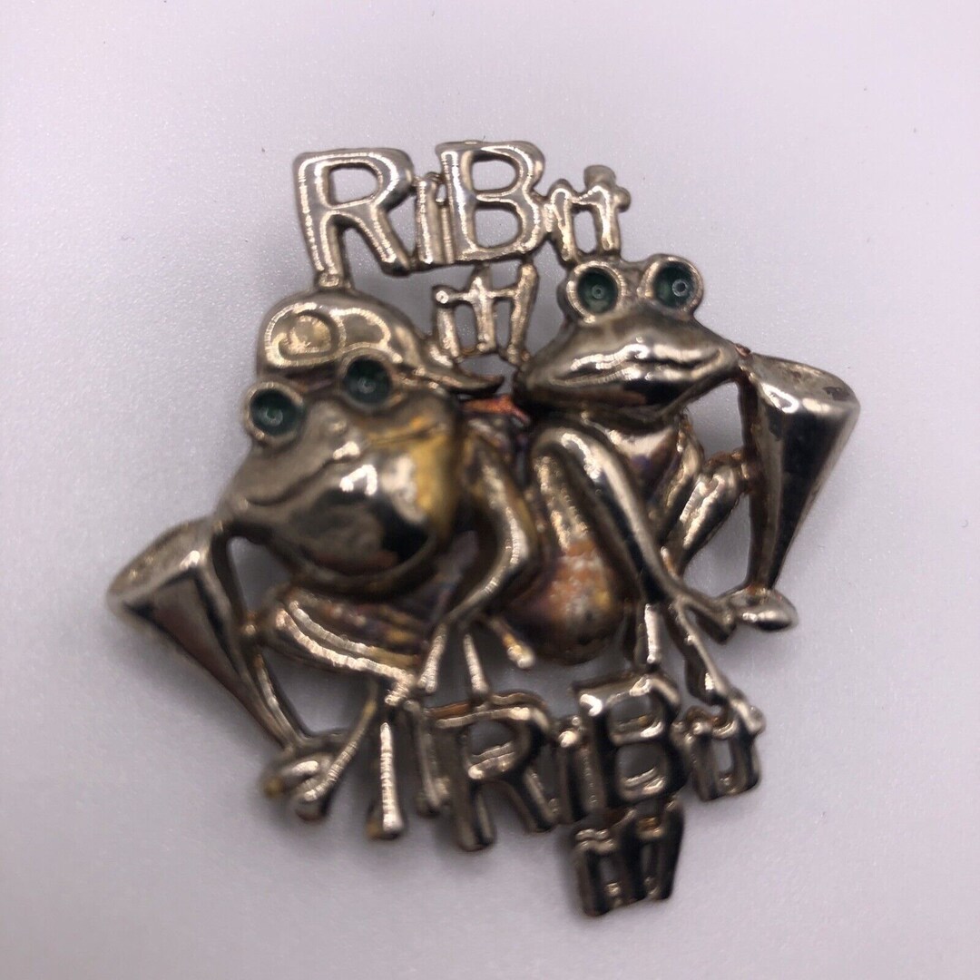 Party Frogs Rib It Happy Party Time Pin Brooch Figural Frog Amphibians ...