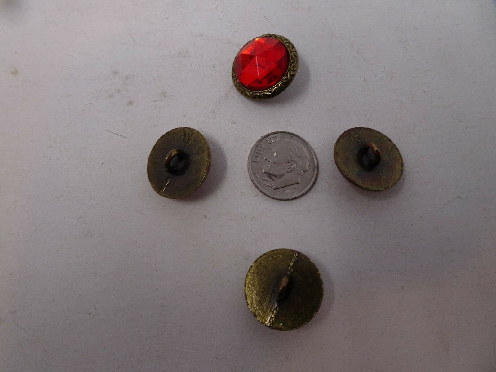 Vtg Candy Red Rhinestone w/ Metal Border Shank Buttons 17mm | Etsy