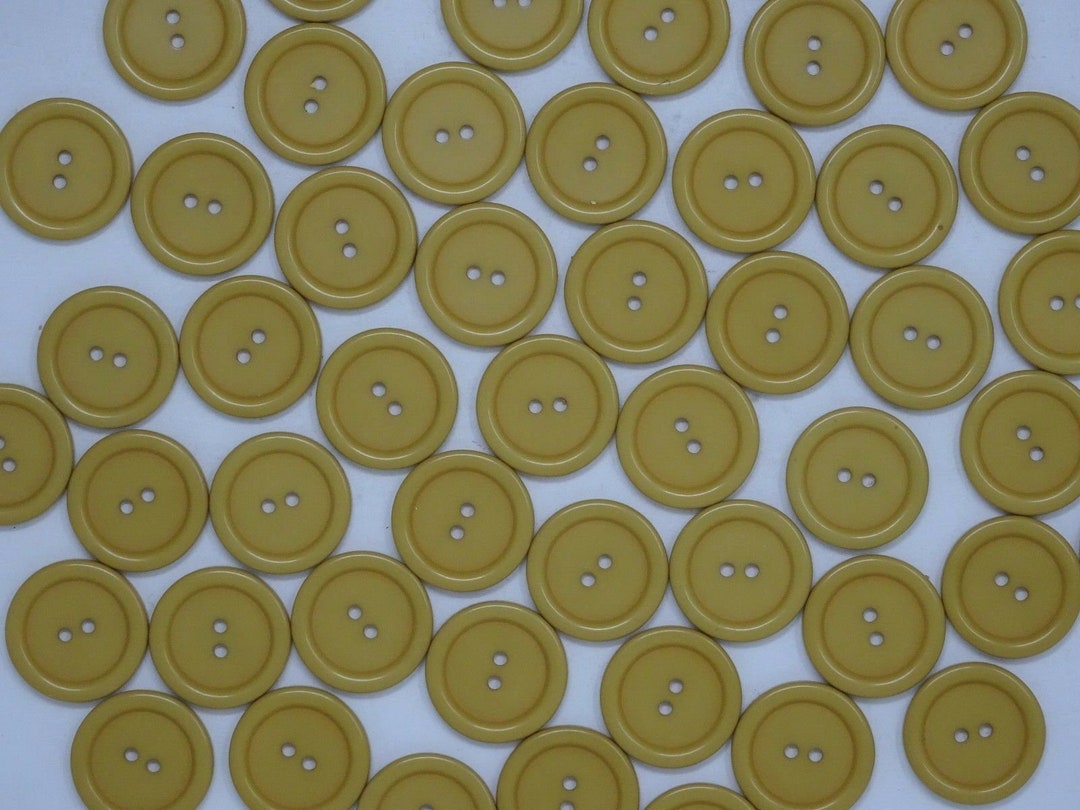 Vintage Mustard Yellow Round Doll's Eye 2-hole Buttons 24mm Lot of 8 ...