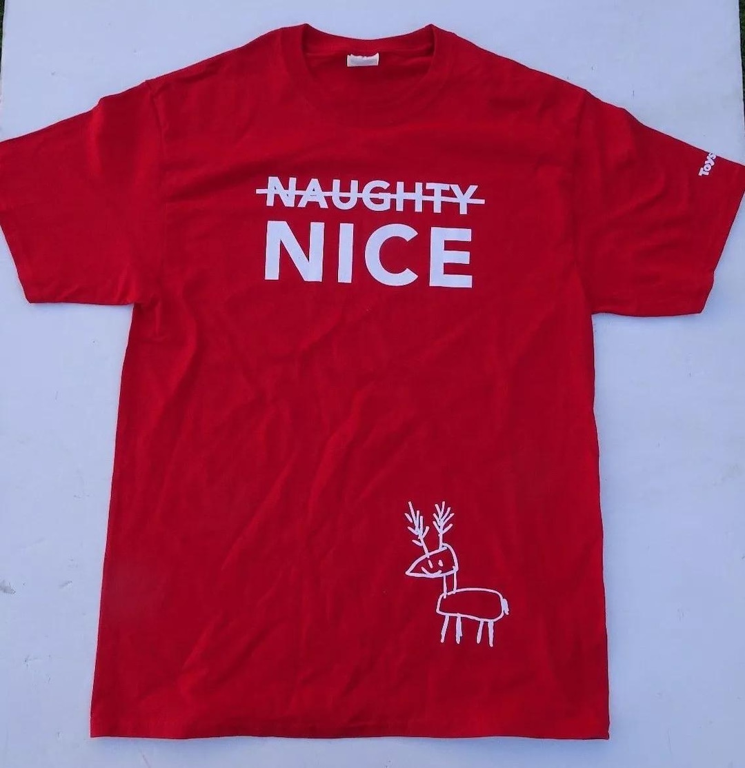 Toys R Us TRU Employee Christmas Work T Shirt Naughty Nice in Red ...