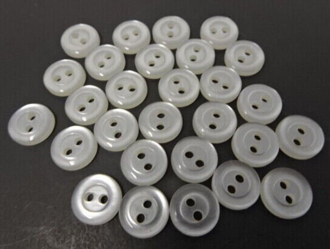Vintage Opaque White 2-hole Raised Edge Buttons 13mm Lot of 10 or 100 ...