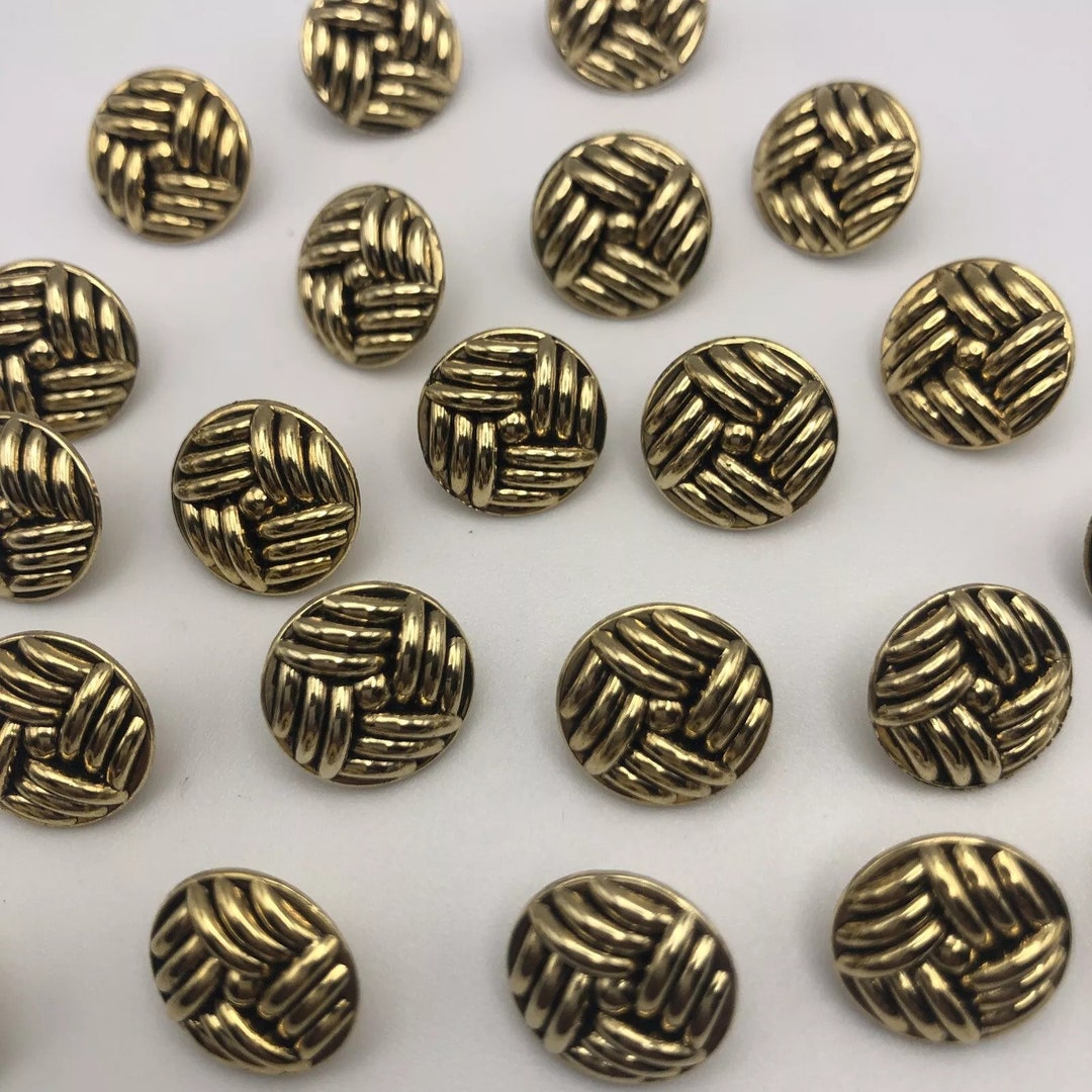 Vtg Gold Tone Shank Buttons W/ Parallel Rope Lines 13mm Lot of 6 D803 ...