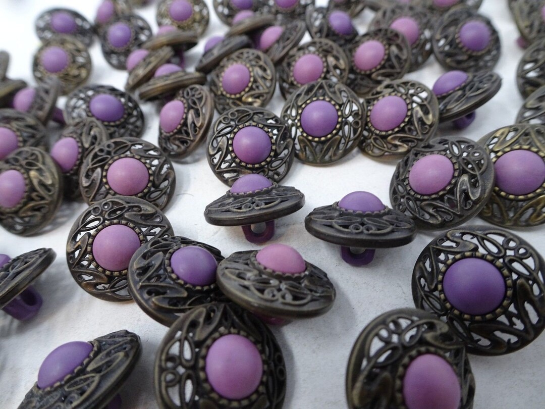 Vtg Ornate Art Deco Faux Purple Rhinestone Shank Buttons 15mm 22mm Lot ...