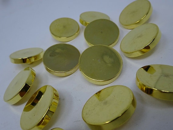 Vintage Shiny Gold Round Shank Buttons 28mm Lot of 6 B79-6 | Etsy
